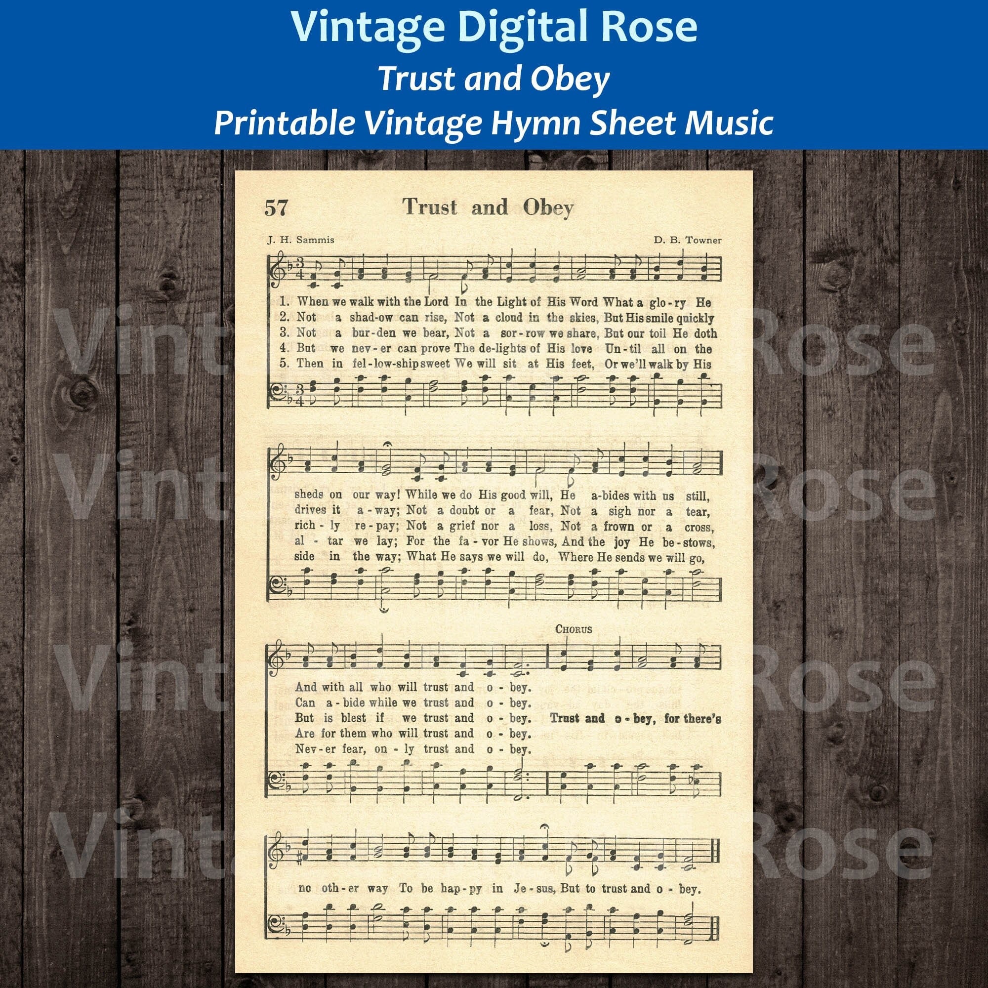 Trust and Obey Printable Vintage Hymn Sheet Music - Etsy