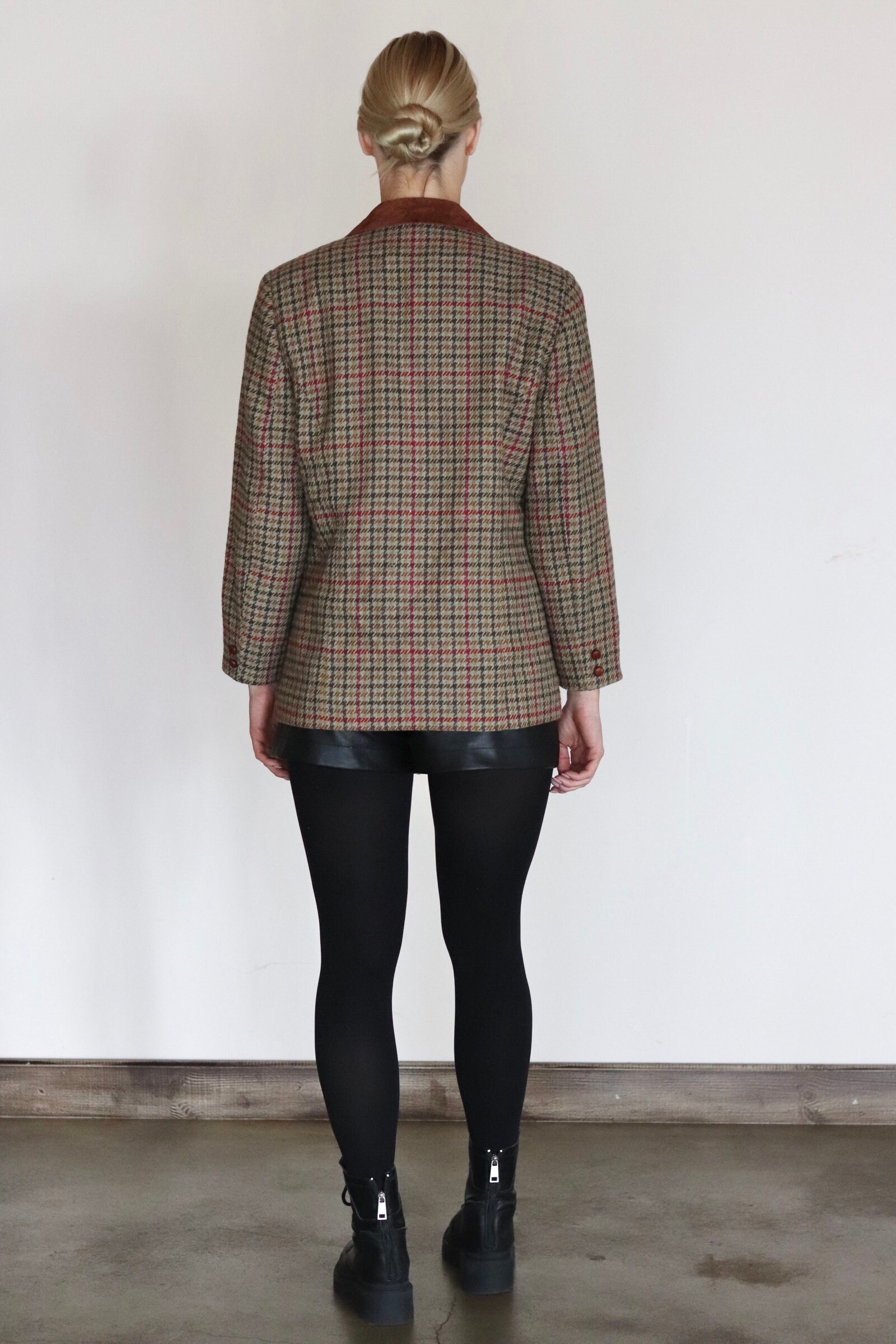 Vinatge Wool Check Pattern Blazer S M 90s Checkered Brown - Etsy