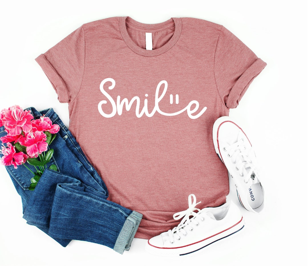 Smile Smiley Face T-shirt, Inspirational Shirt, Good Positive Vibes ...
