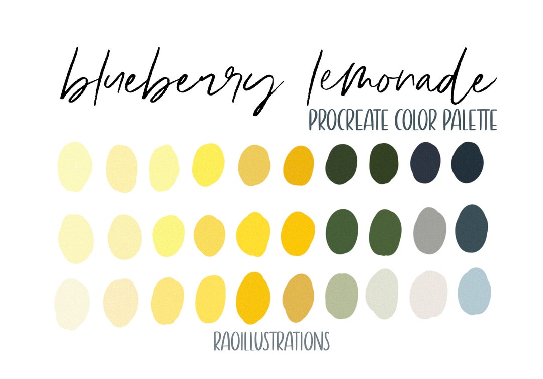 Blueberry Lemonade Color Palette for Procreate - Etsy