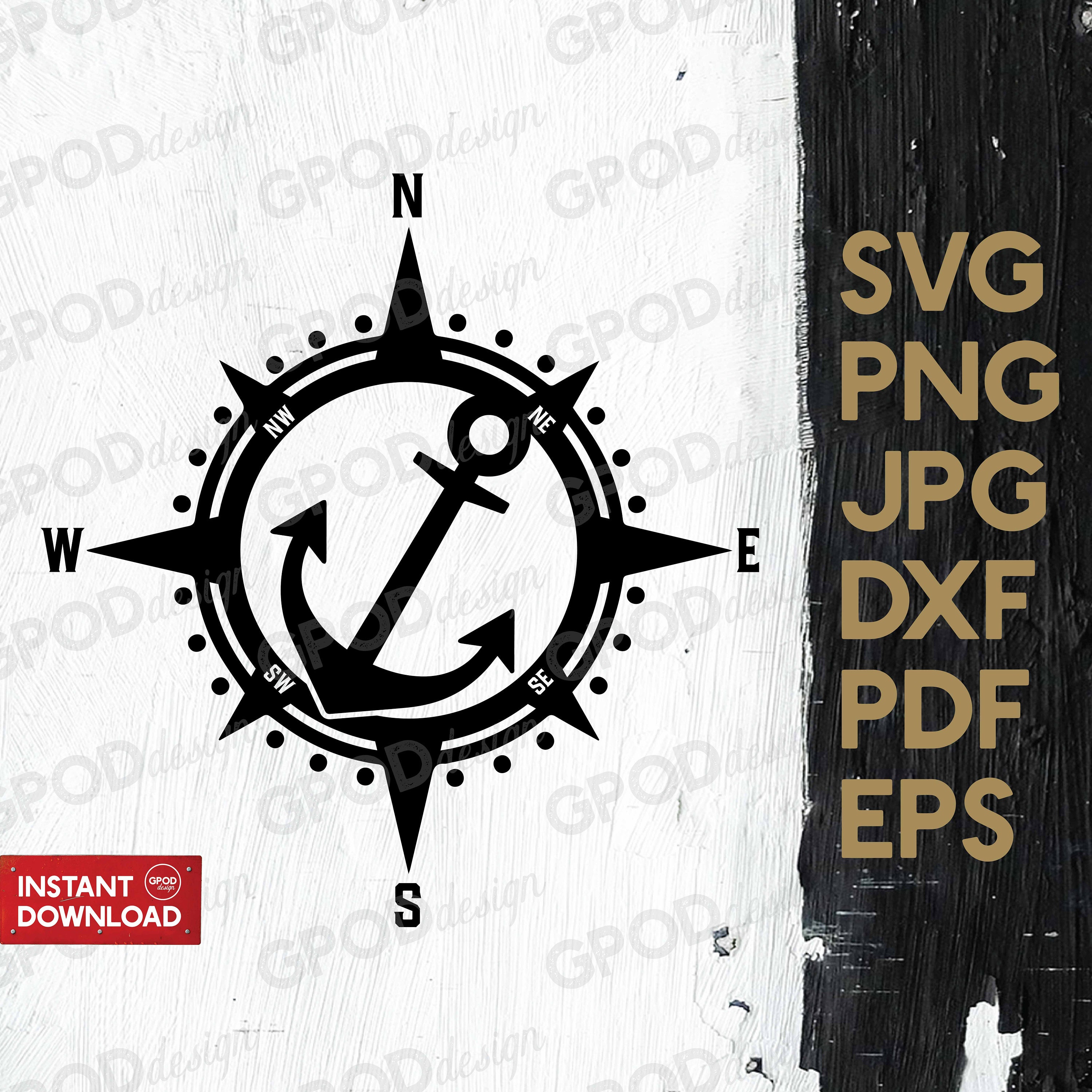 Nautical Svg Anchor Compass Svg Clipart For Etsy