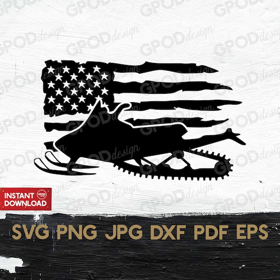 Snowmobile American Flag SVG Snowmobile Svg Clipart for | Etsy