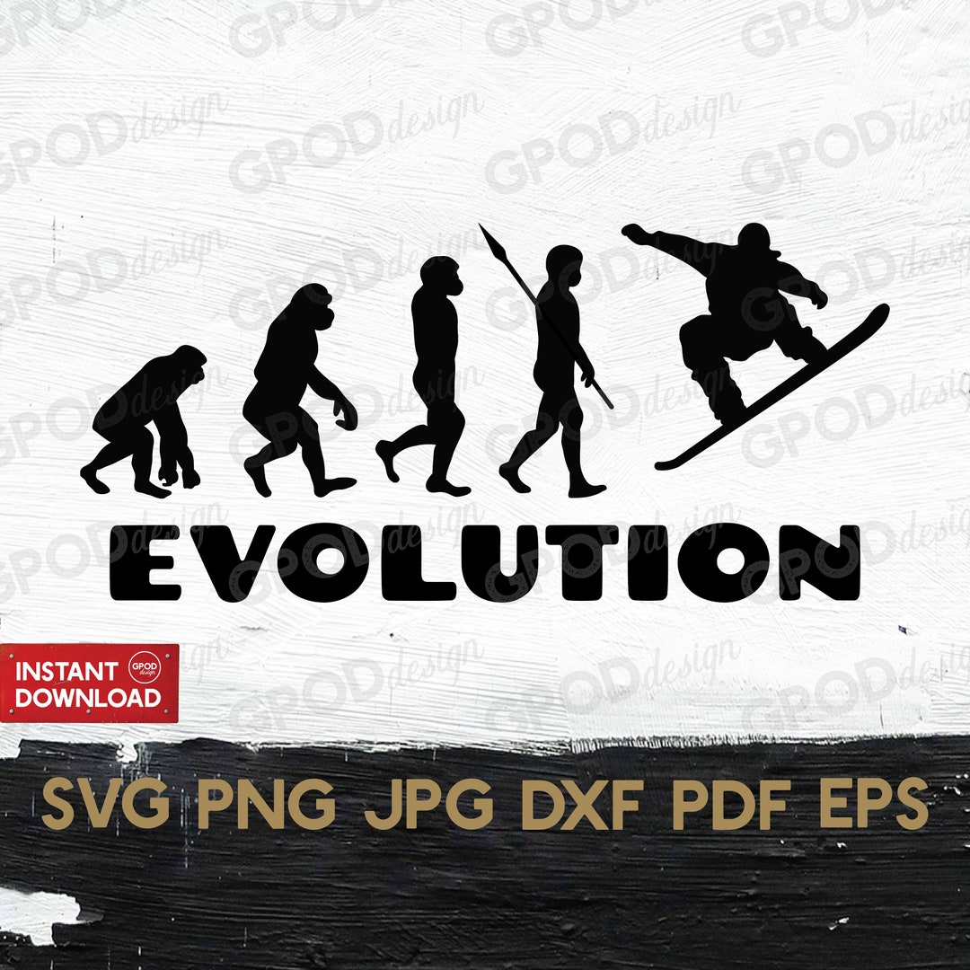 Snowboard Evolution SVG, Human Evolution Svg, Clipart for Cricut ...