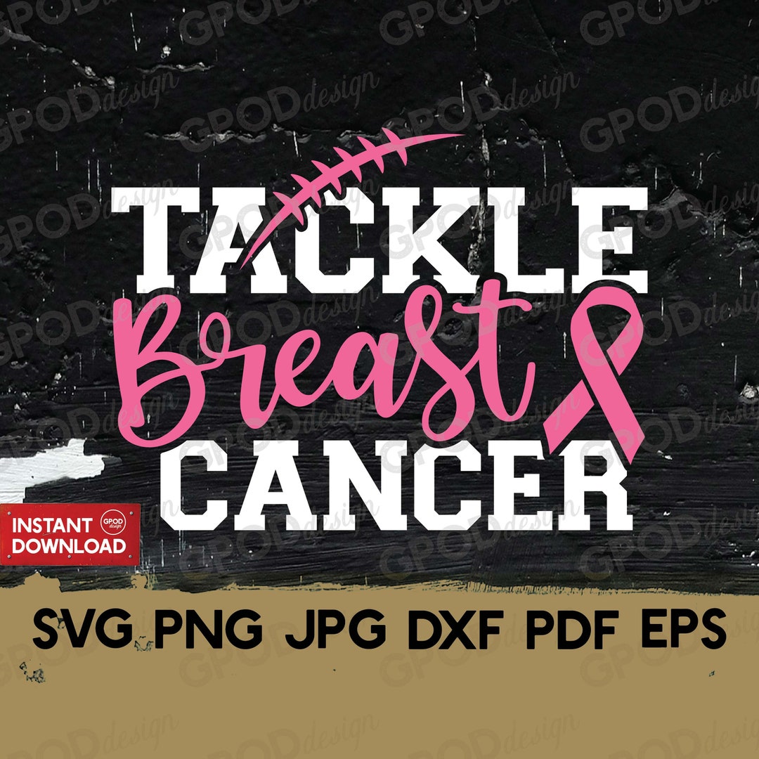 Tackle Breast Cancer SVG, Cancer Awareness Clipart for Cricut, Football ...