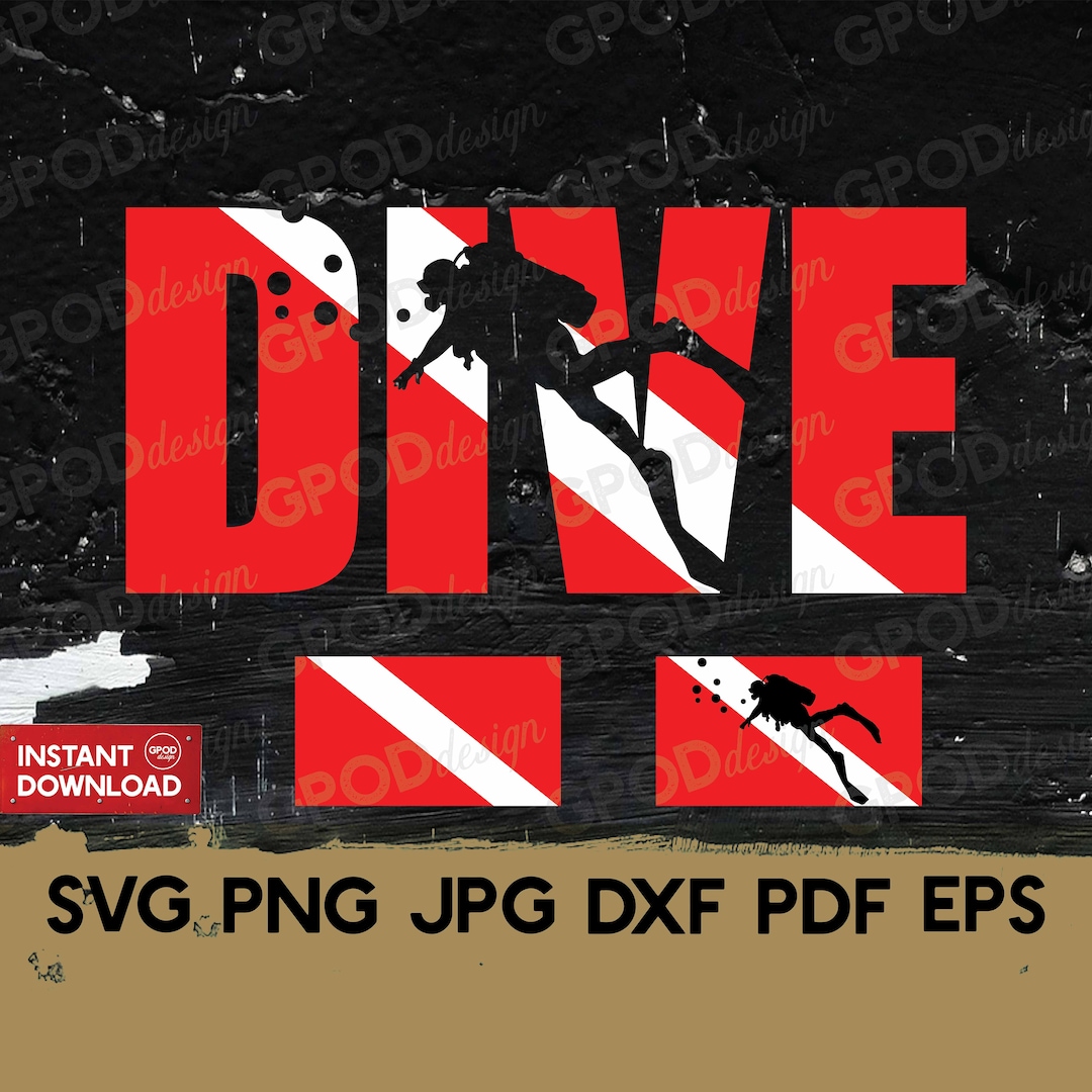 Dive With Flag SVG, Scuba Diving Svg, Clipart for Cricut, Scuba Diver Svg, Diving Svg, Scuba ...