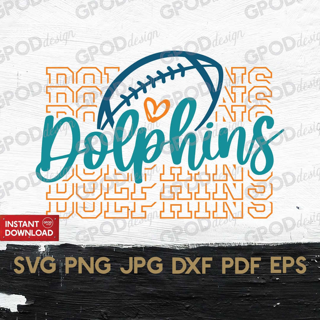 Dolphins Football SVG, Dolphins Svg, Clipart for Cricut, Loves Dolphins ...