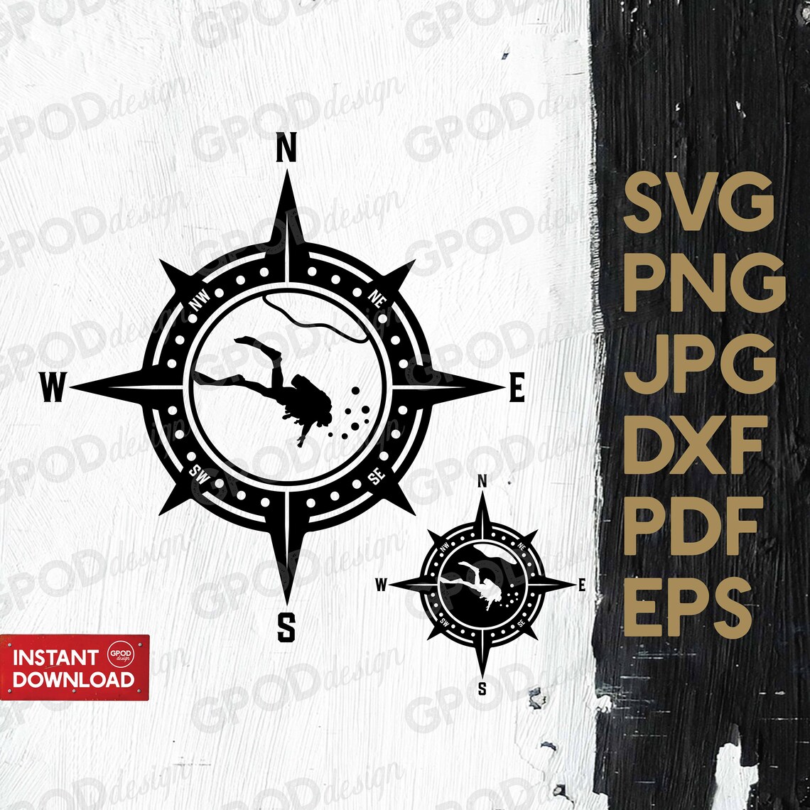 Scuba Diving With Compass SVG Nautical Compass Svg Clipart - Etsy