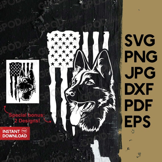Patriotic German Shepherd SVG Shepherd Flag Svg Clipart for - Etsy