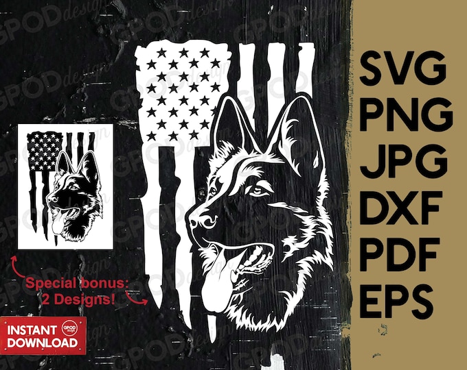 Patriotic German Shepherd SVG Shepherd Flag Svg Clipart for - Etsy