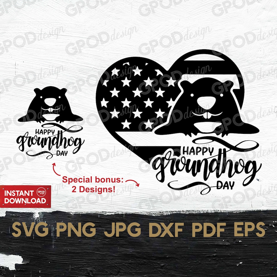 Groundhog With Heart Flag SVG, Happy Groundhog Day Svg, Clipart for ...
