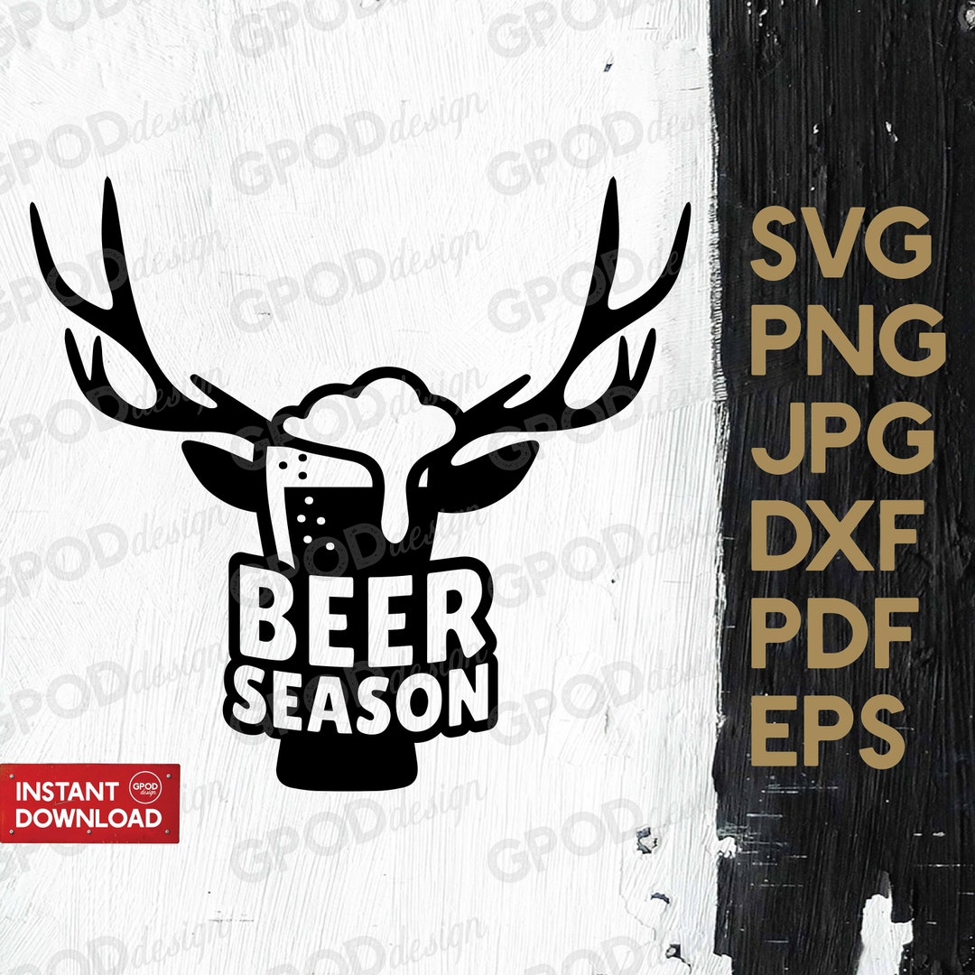 Beer Season Svg, Deer Horns on Beer Svg, Clipart for Cricut, Deer ...