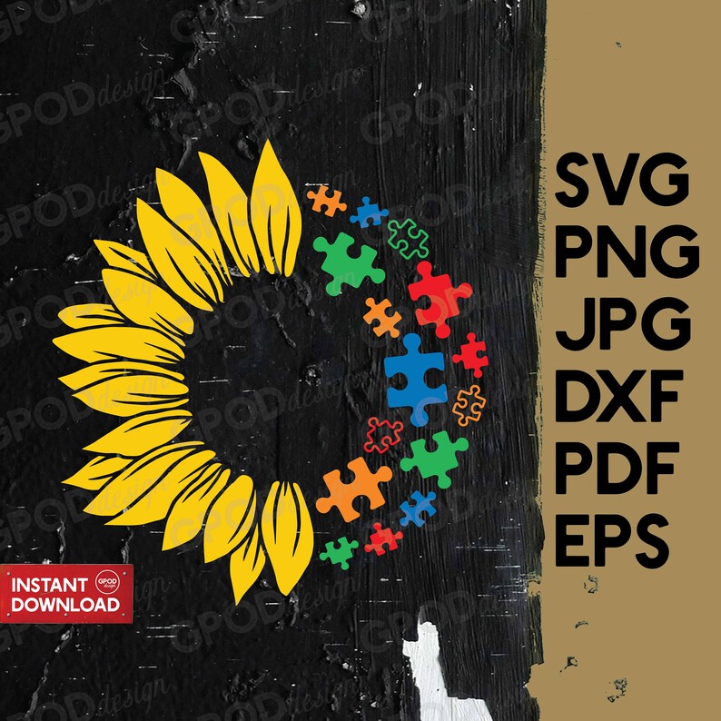Sunflower Autism SVG Sunflower Svg Clipart for Cricut - Etsy