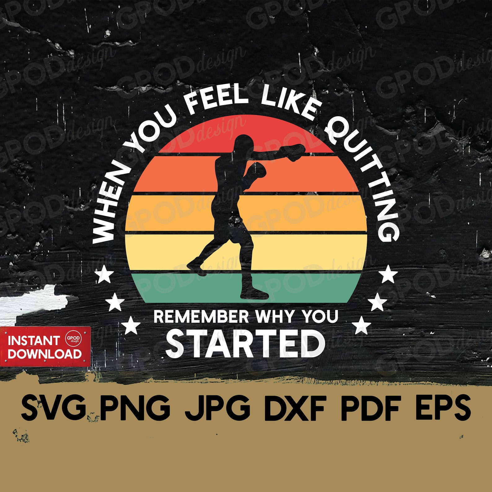 Retro Boxing SVG Motivational svg Kickboxing svg Clipart | Etsy