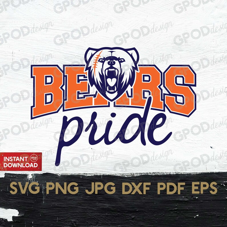Bears Pride Football SVG Football Mom Clipart for Cricut - Etsy