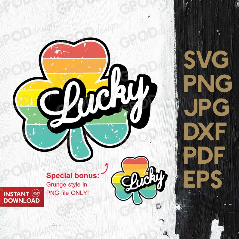 Retro Shamrock Lucky SVG St Patrick's Day Svg Clipart - Etsy
