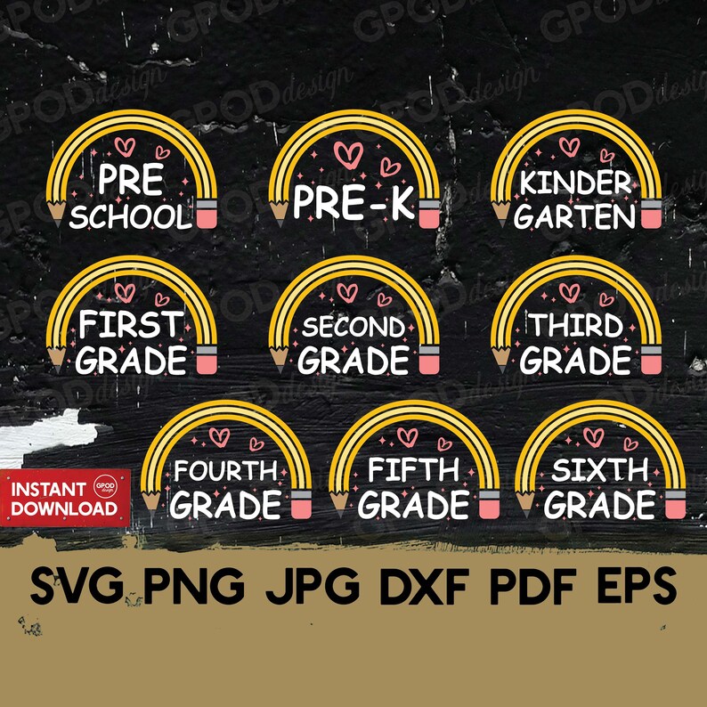 Grade School Bundle SVG Hello Grade Svg Clipart for Cricut - Etsy