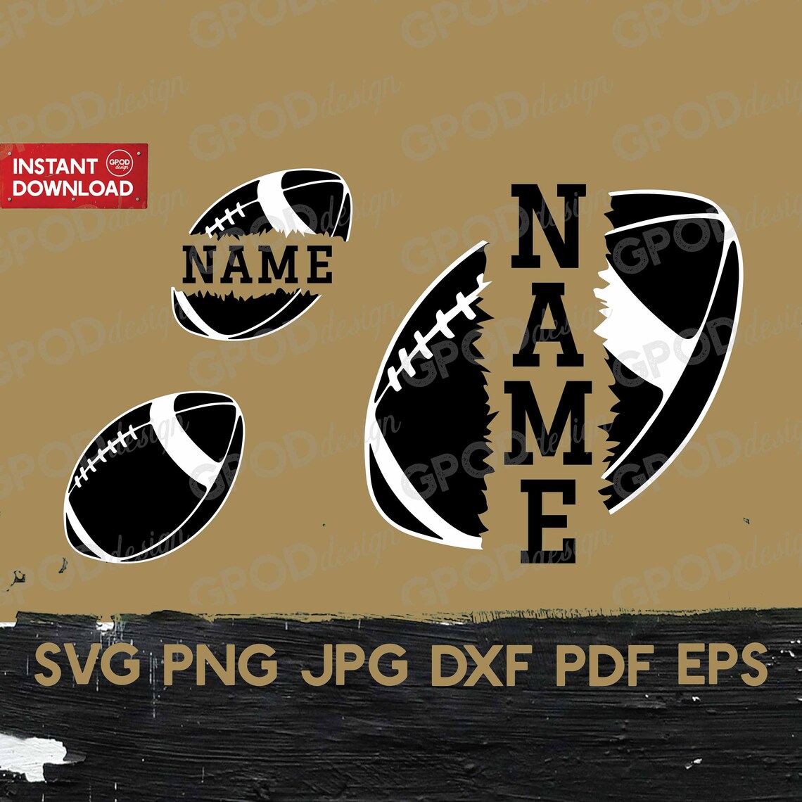 Football Name SVG Football Split Svg Clipart for Cricut - Etsy