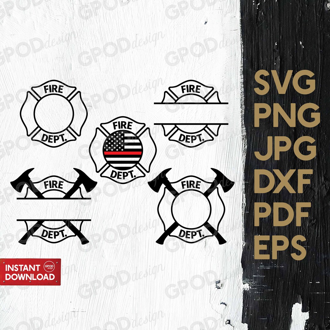 Fire Dept Logo Bundle SVG, Thin Red Line Axe Flag Split, Cut File for ...