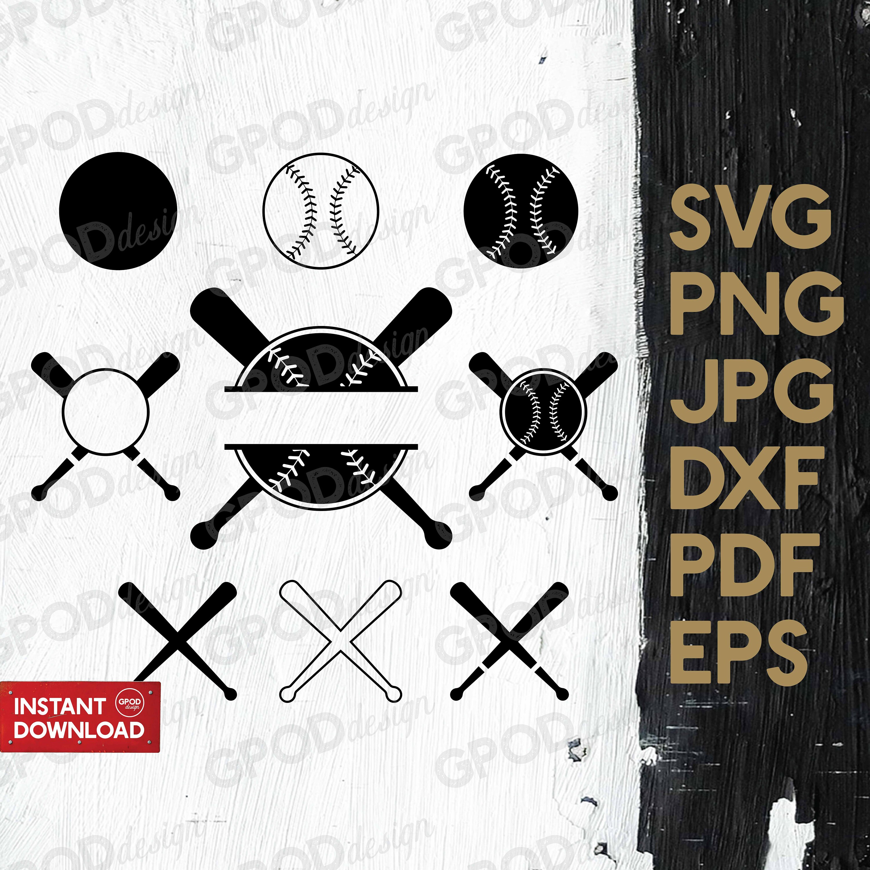 Baseball Split SVG Softball svg Clipart for Cricut Softball | Etsy