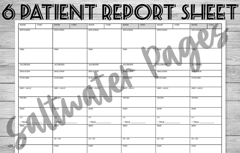 6 Patient Report Sheet Med-surg Nursing (with Med List) - Etsy