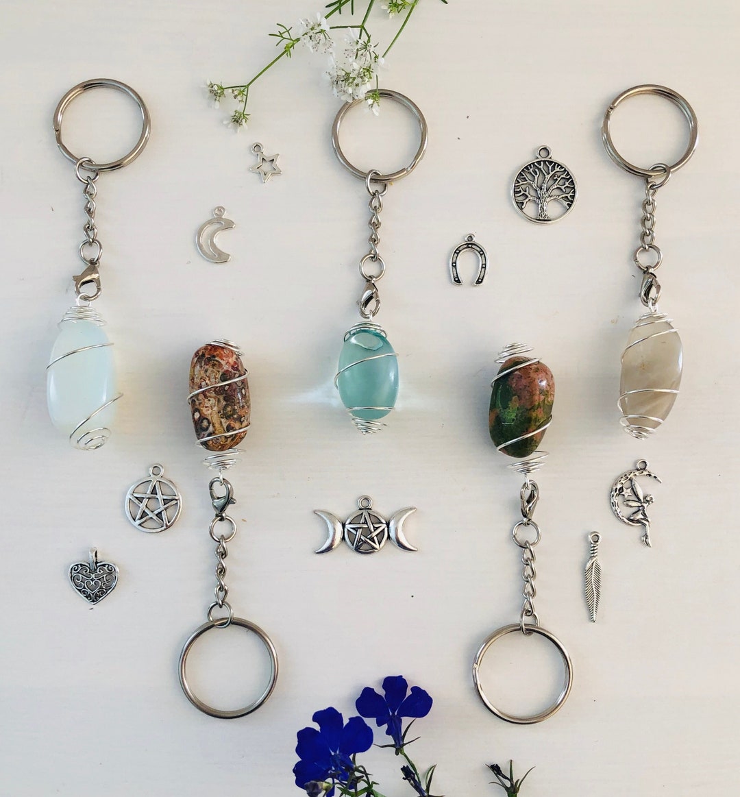 Build Your Own Crystal Charm Keyring Crystal Keychains - Etsy