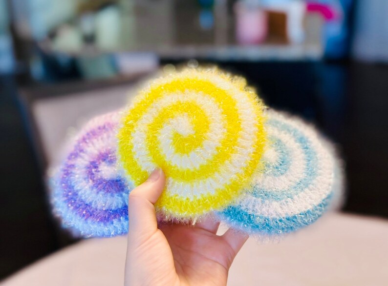 4pc Set Lollipop Dish Scrubby, Crochet Scrubbies, Kitchen Cloth, Dish ...