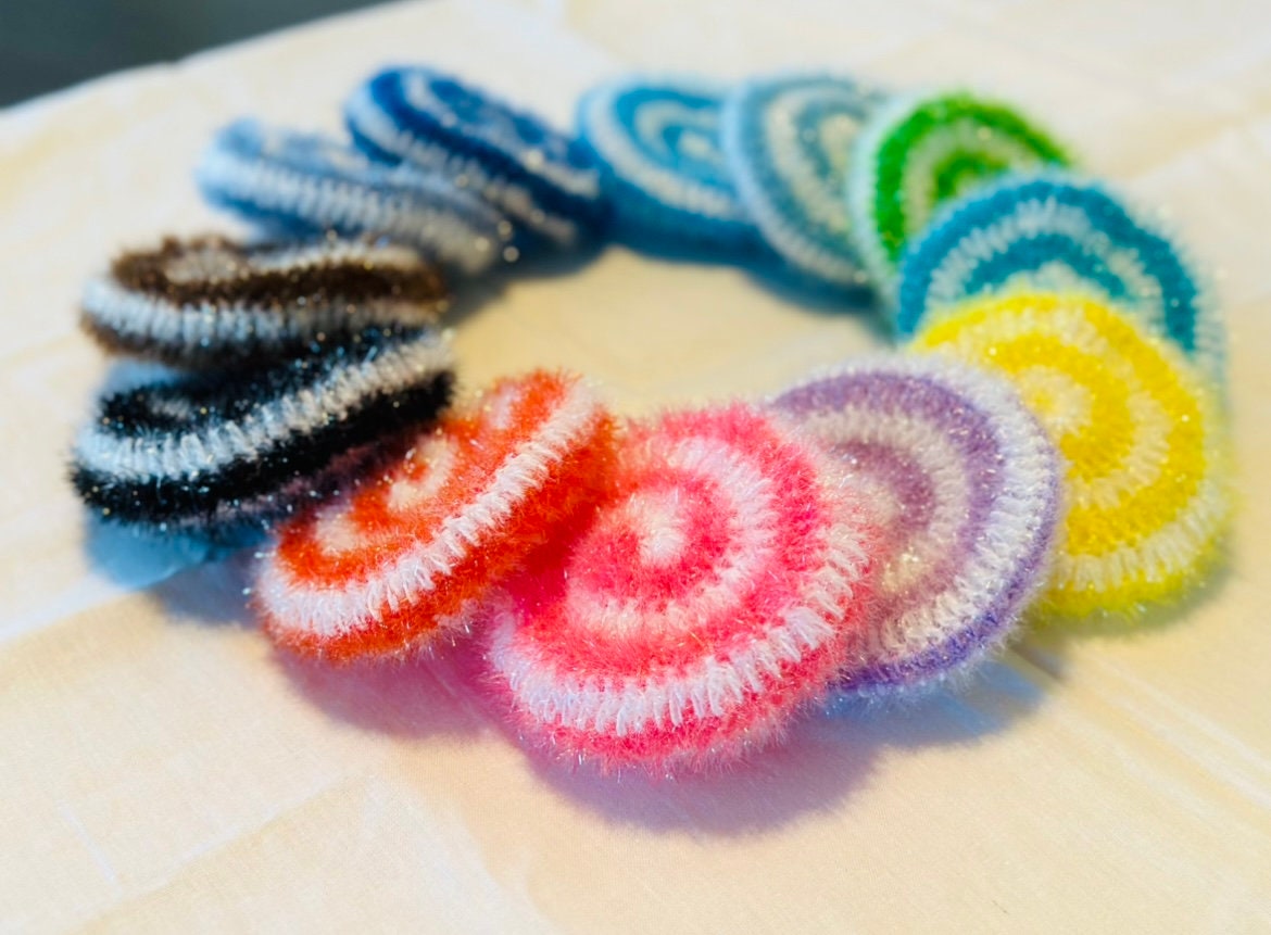 4pc Set Lollipop Dish Scrubby, Crochet Scrubbies, Kitchen Cloth, Dish ...