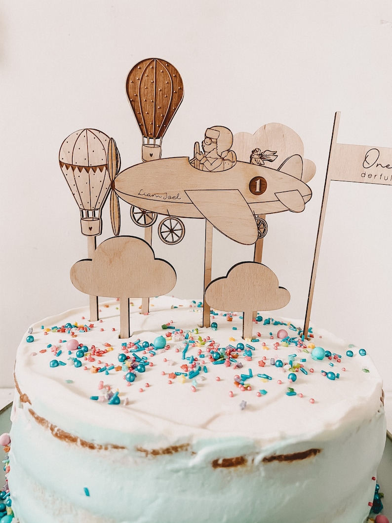 Cake Topper | Clouds | Hot Air Balloon | Plane | Pennant | Time Flies ...