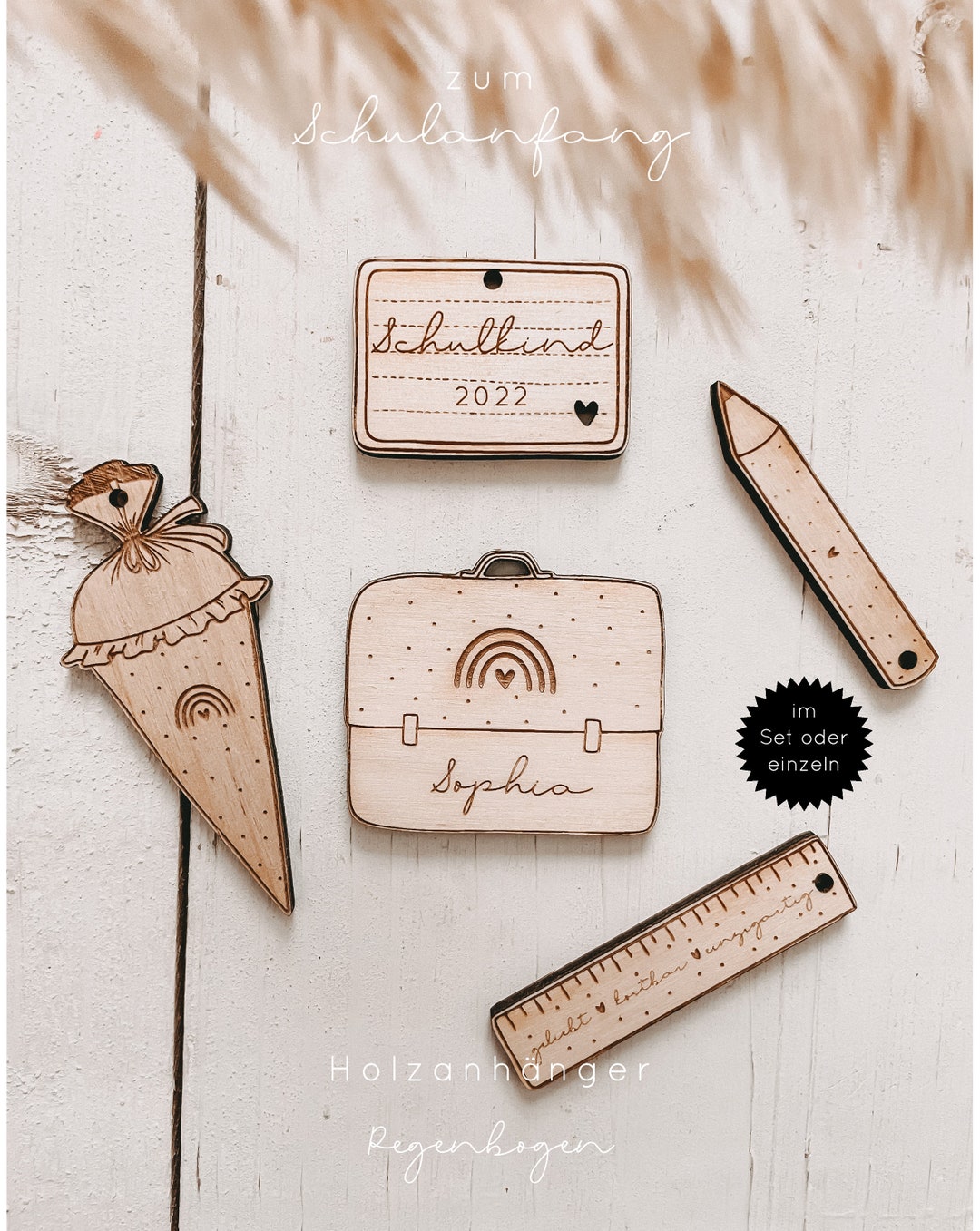Rainbow | Back to School Pendant | Wood | Many Different Motifs | First ...