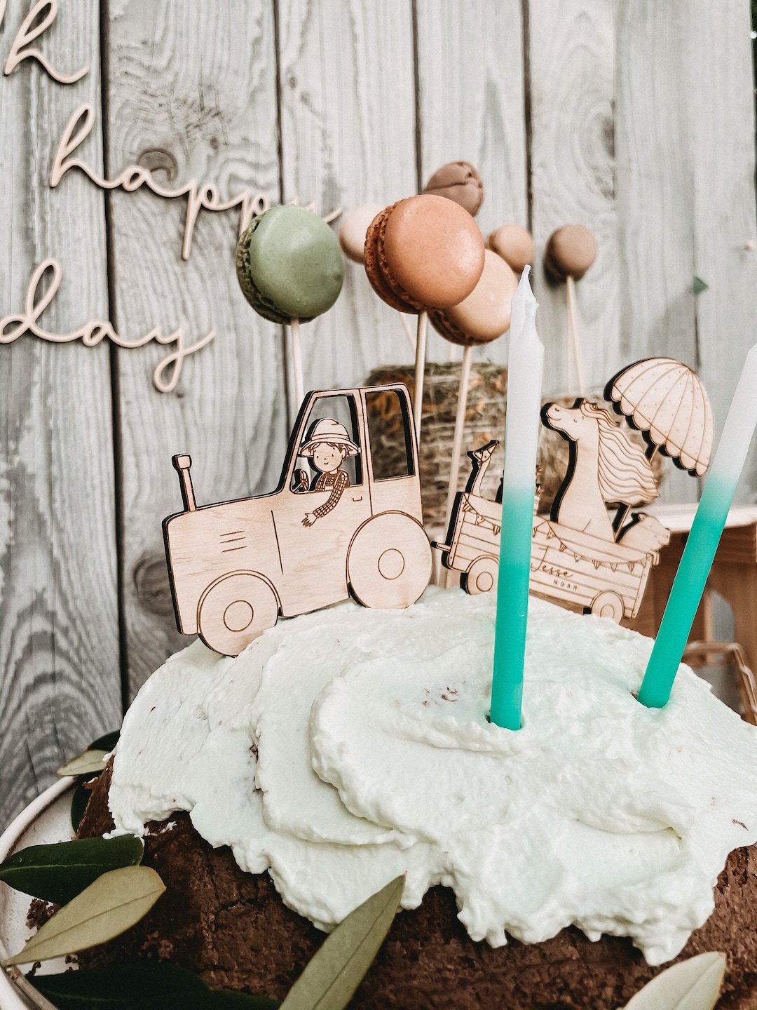 Wooden Tractor Cake Topper Individually or With a Trailer - Etsy