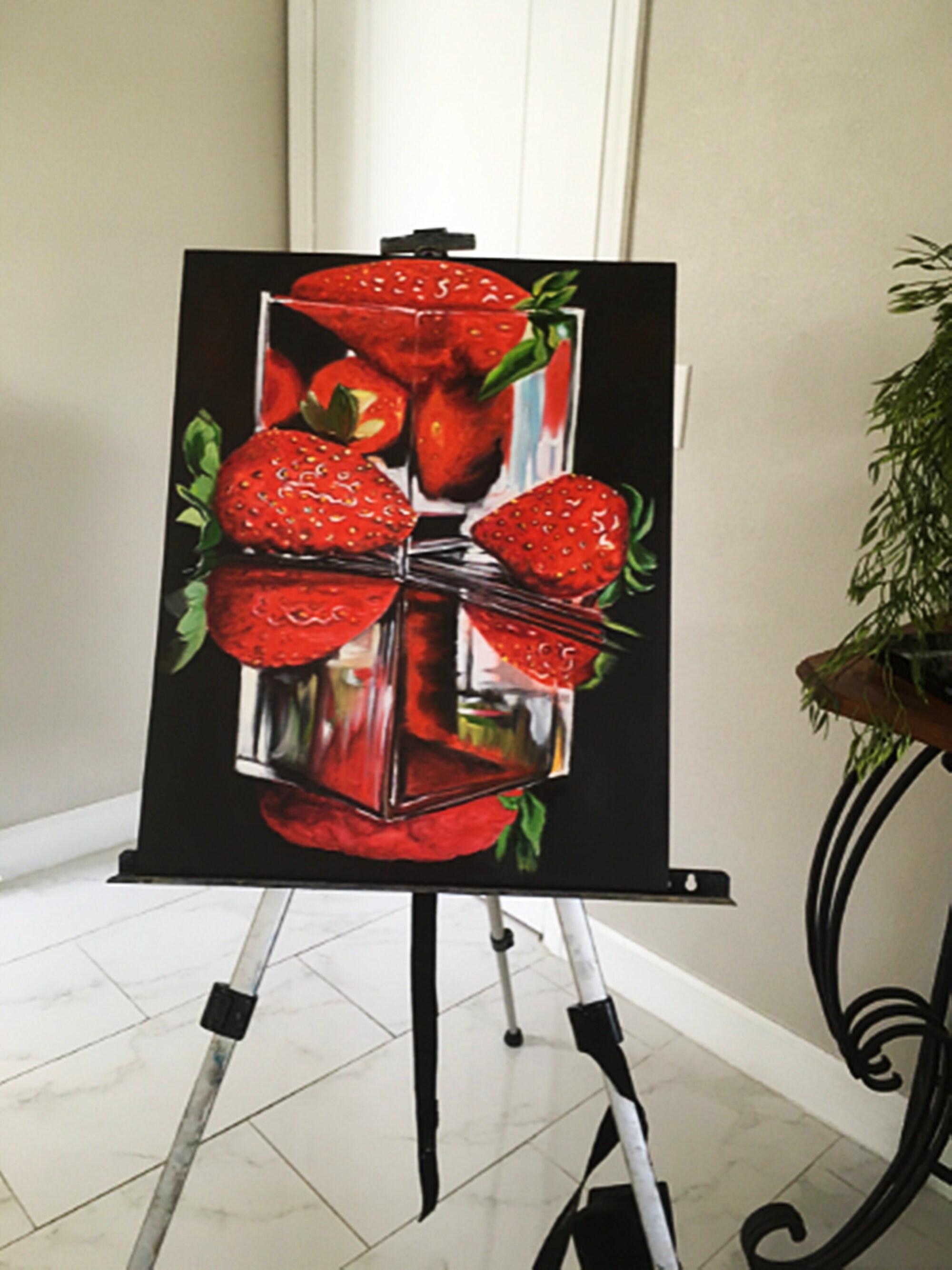 Red Pictures Pop art fruit Strawberry in Glass Bar Posters Framed ...