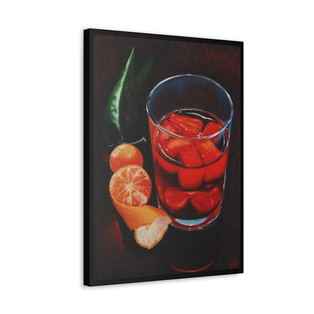 Fruit Cocktail and Tangerine Still Life Canvas Print Moody Wall Art ...