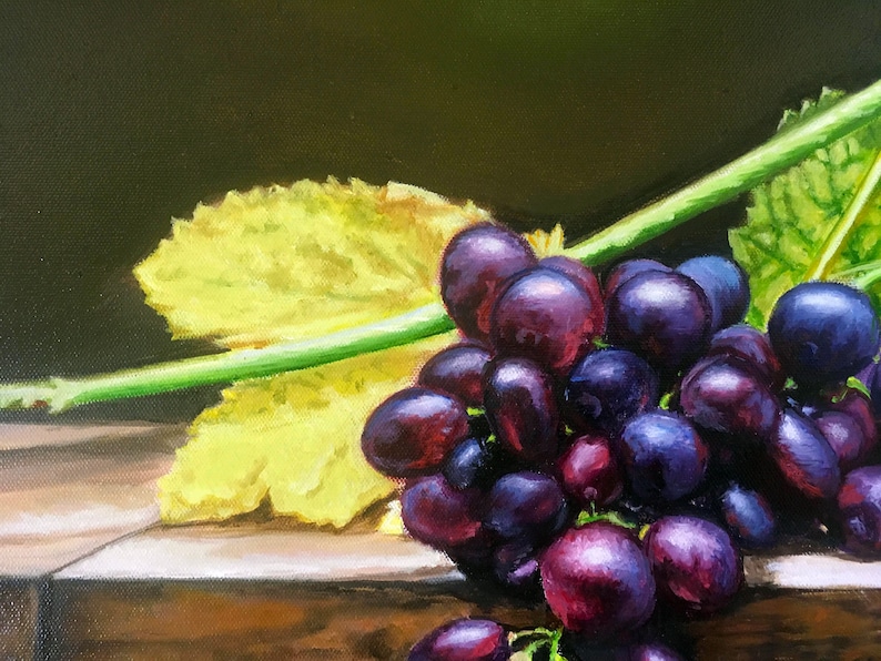 Grapes Original Oil Painting on Canvas Fruit Still Life Artwork Oil ...