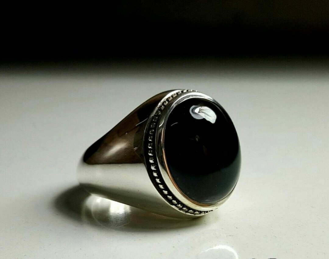Yemeni Aqeeq Ring for Men, Natural Agate Rings Shia Rings Handmade ...
