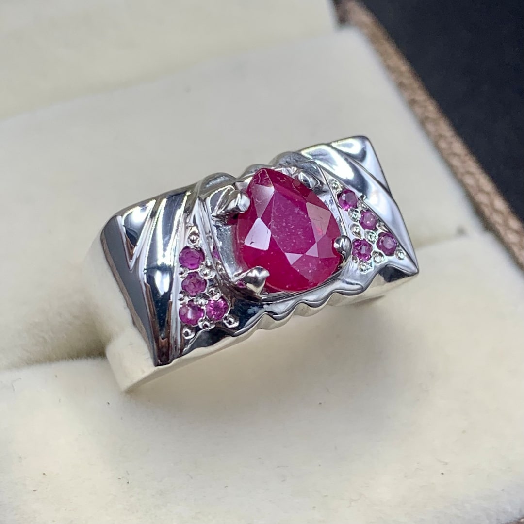 Mens Ruby Ring Yaqoot Rings 925 Silver Ring Gift for Him Mens - Etsy