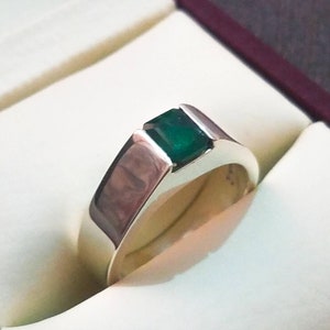 Man Emerald Ring Gift for Men Natural Emerald Band Emerald Sterling ...