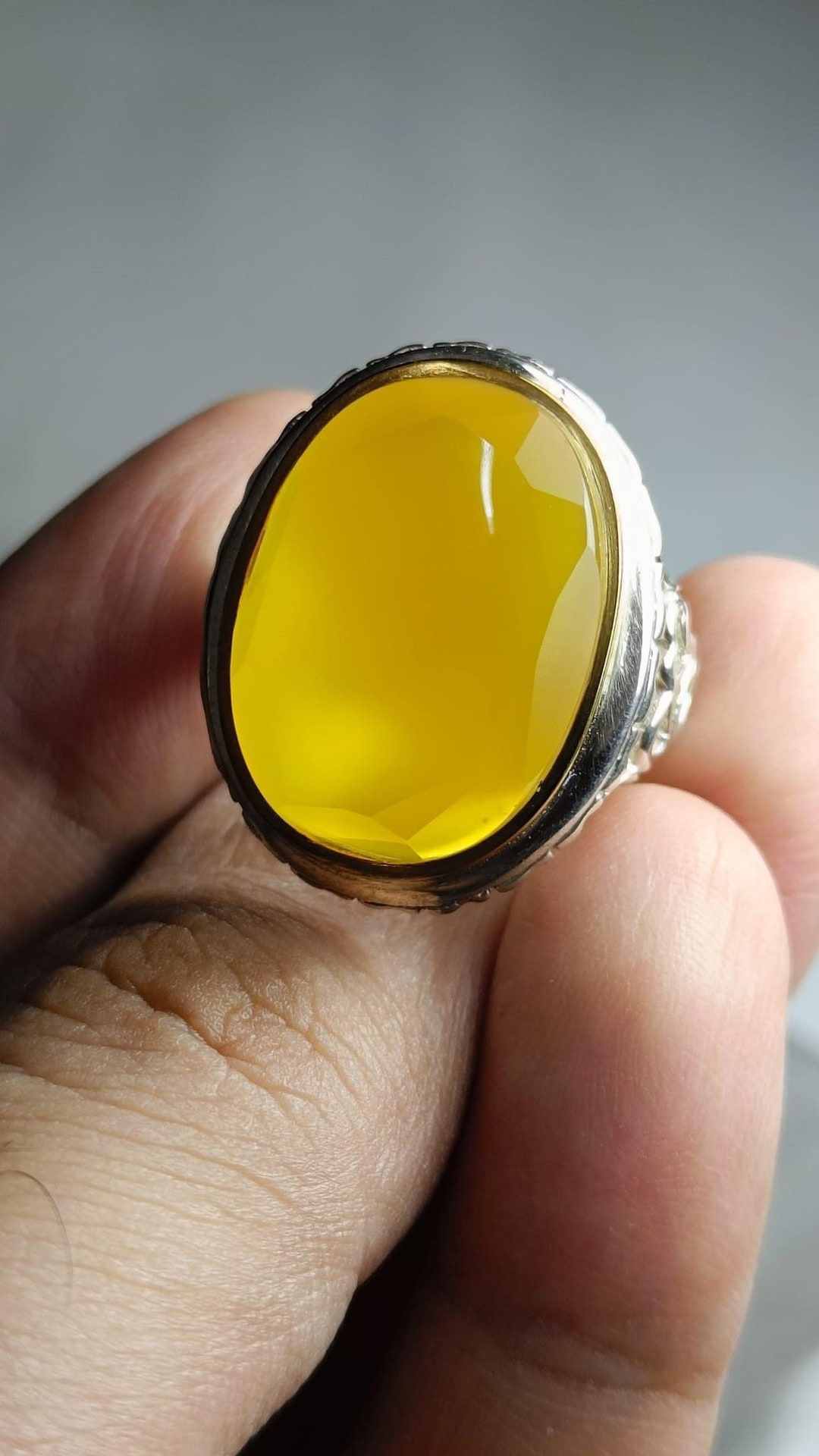 Mens Aqeeq Ring Yemeni Aqeeq Ring Handmade Sterling Silver 925 Akik ...