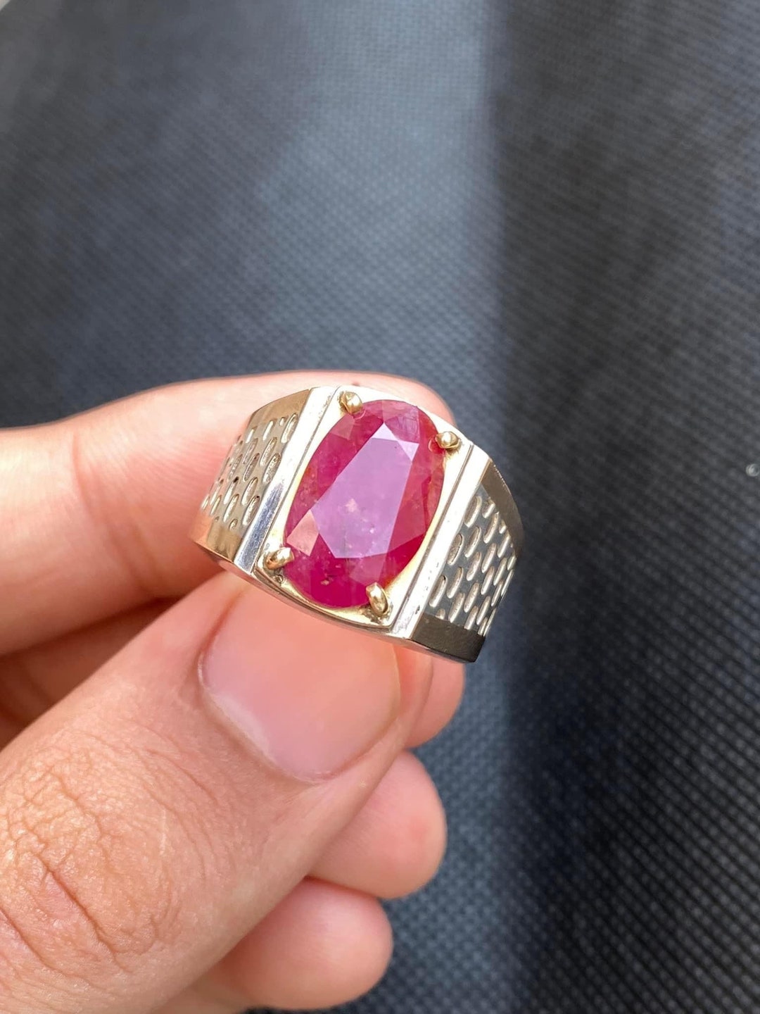 Natural Ruby Ring, Mens Ruby Ring, Yaqoot Rings 925 Silver Band Gifts ...