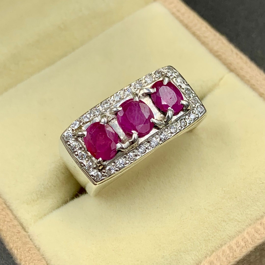 Men Ruby Rings Yaqoot Rings 925 Silver Ring Gift for Him Mens Yaqoot ...