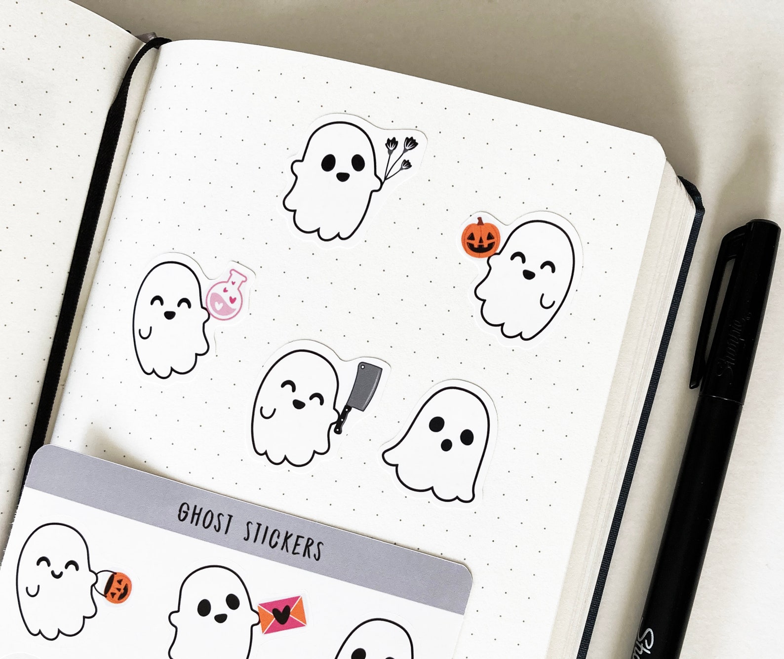Ghost Sticker Sheet Spooky White Halloween Kawai - Etsy