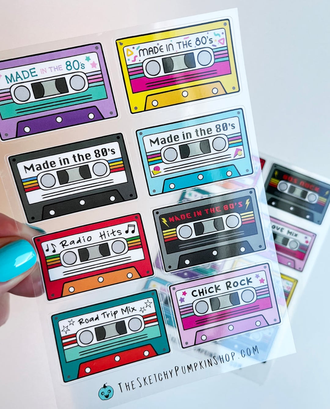 Retro Cassette Tapes, 2 Sticker Sheets, Transparent, Waterproof - Etsy