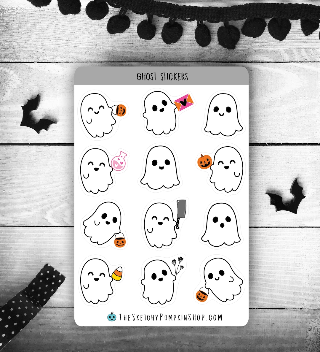 Ghost Sticker Sheet, Spooky, White, Halloween, Kawai - Etsy