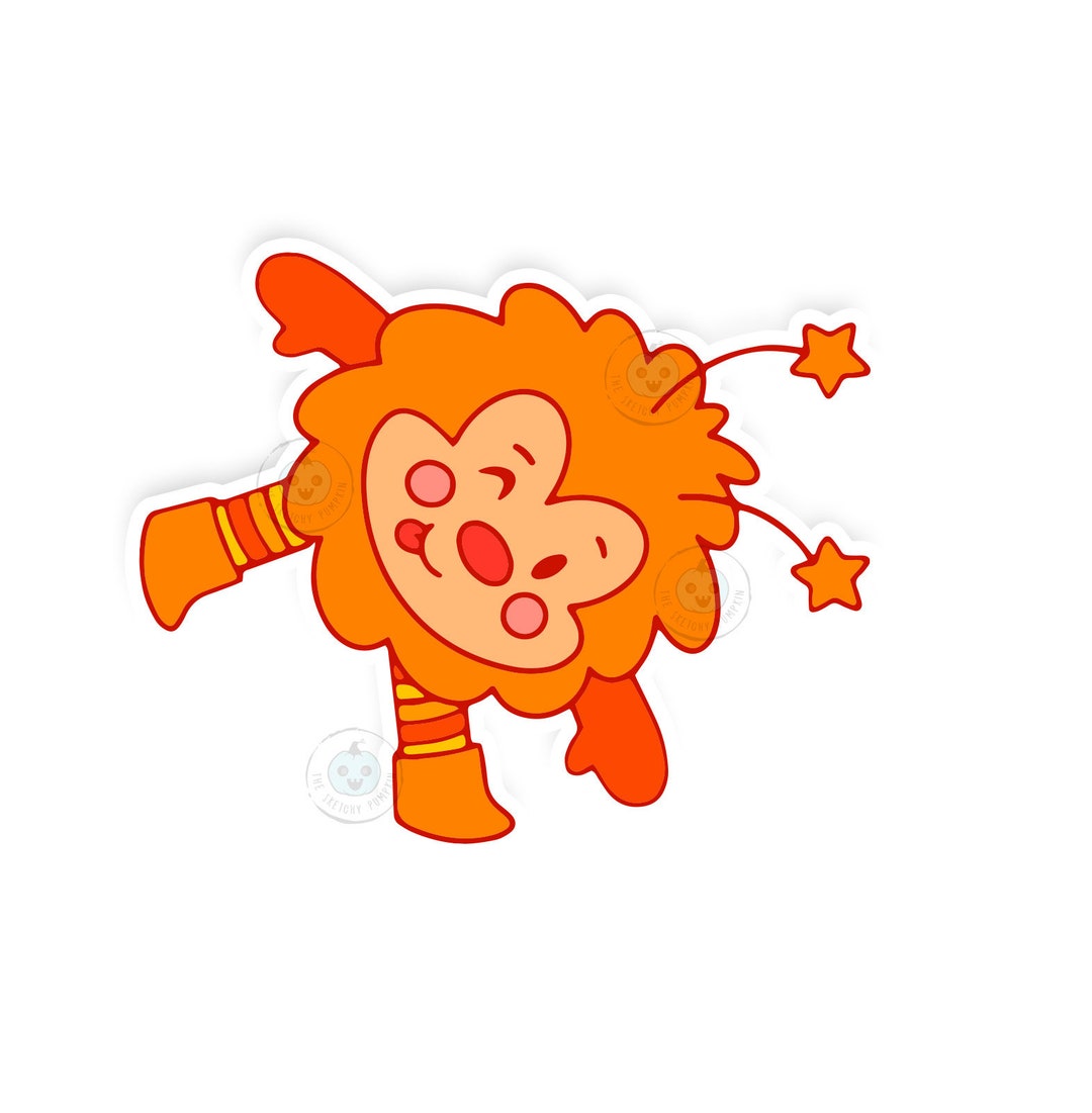 Orange Sprite Vinyl Decal, Transparent Backing, Rainbowbrite, Retro ...