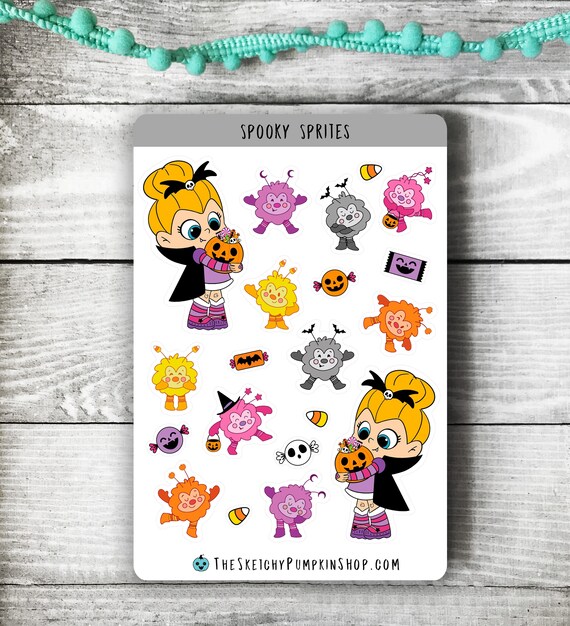 Spooky Sprites 1 Sticker Sheet Halloween Color Gloss | Etsy