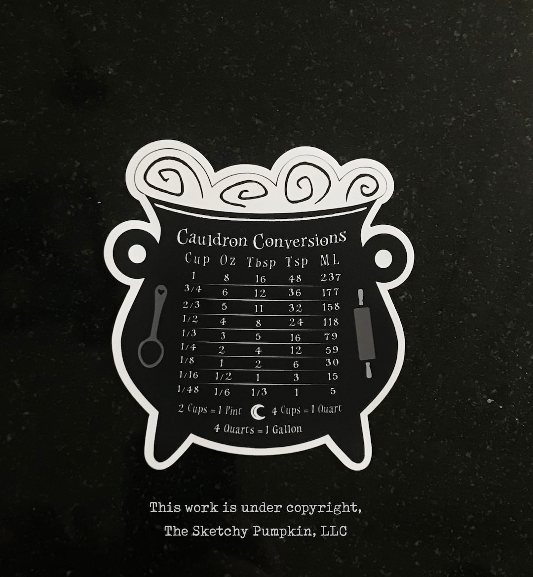 Cauldron Conversion Chart Magnet, Black, Cooking, Measurements, Baking ...