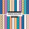 Printable Digital Paper, Seamless Pattern Geometric Chevron Polka Dots ...