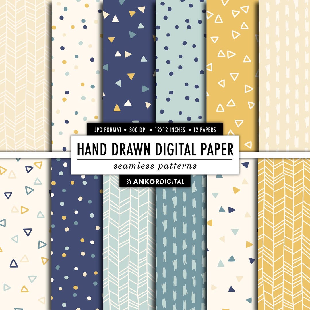 Cute Seamless Patterns, Hand Drawn Repeating Surface Pattern, Yellow ...