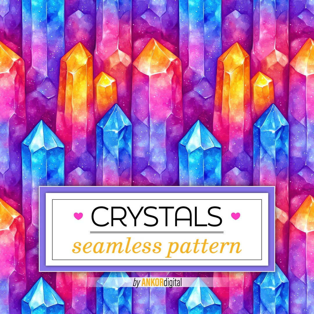 Painted Crystals Geodes Seamless Pattern, Blue Repeating Surface Pattern, Pink Printable Digital ...
