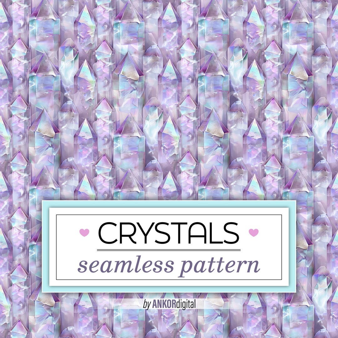Iridescent Crystals Geodes Seamless Pattern, Repeating Surface Pattern, Purple Printable Digital ...