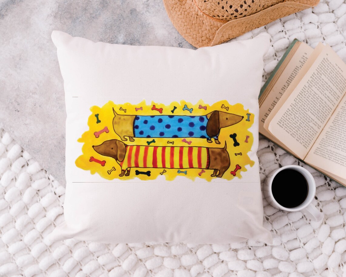 Funky Sausage Dog Cushion Cover Designed by a Local Artist - Etsy